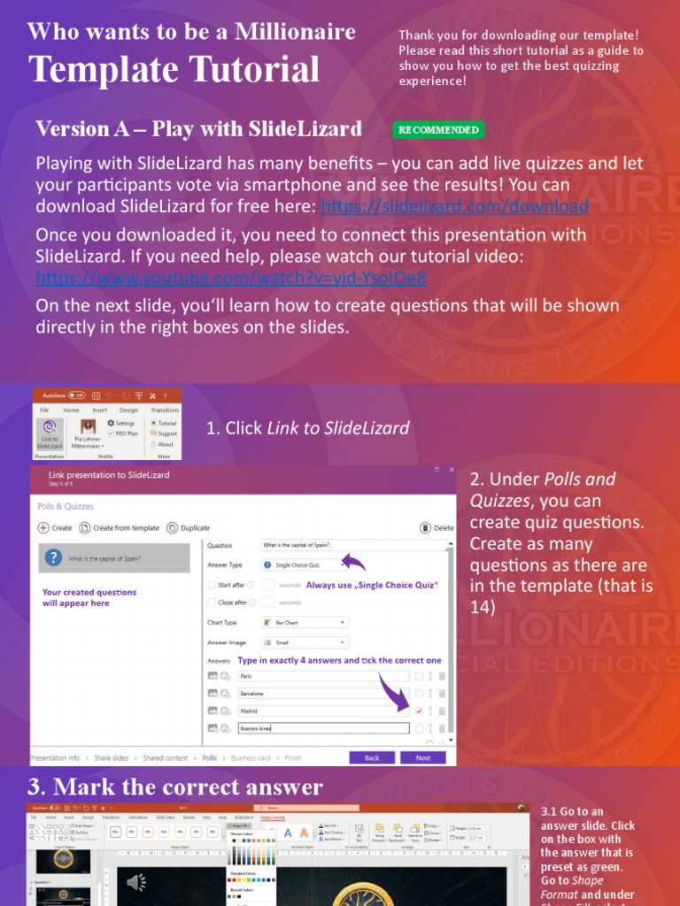Who Wants To Be A Millionaire - Template by SlideLizard | PDF