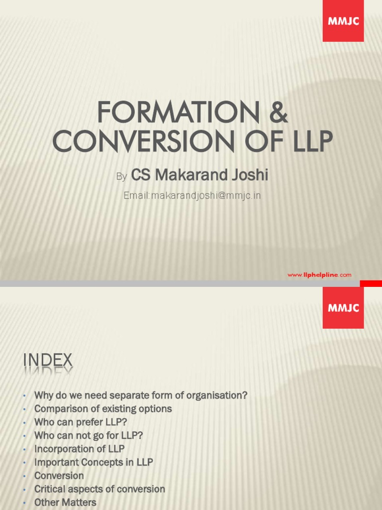 LLP PPT Indore 25.03.2017 | PDF | Law | Limited Liability Partnership