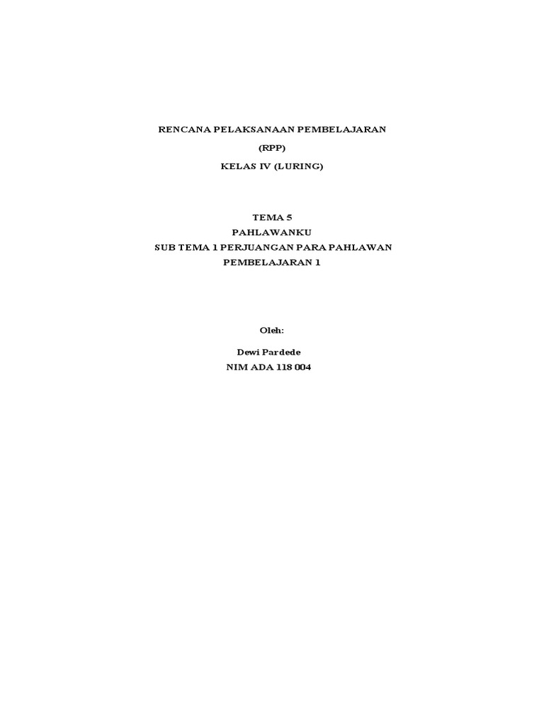 RPP Kelas 4 Luring | PDF