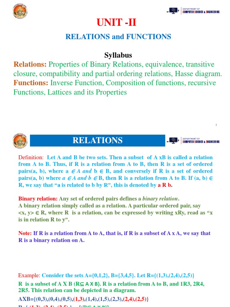 Unit - Ii: Relations and Functions | PDF | Function (Mathematics ...