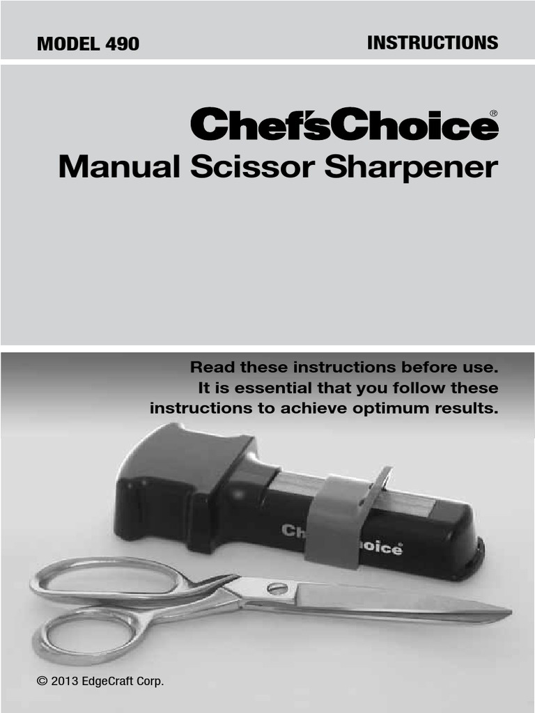 Manual Scissor Sharpener: Model 490 Instructions | PDF | Scissors | Blade