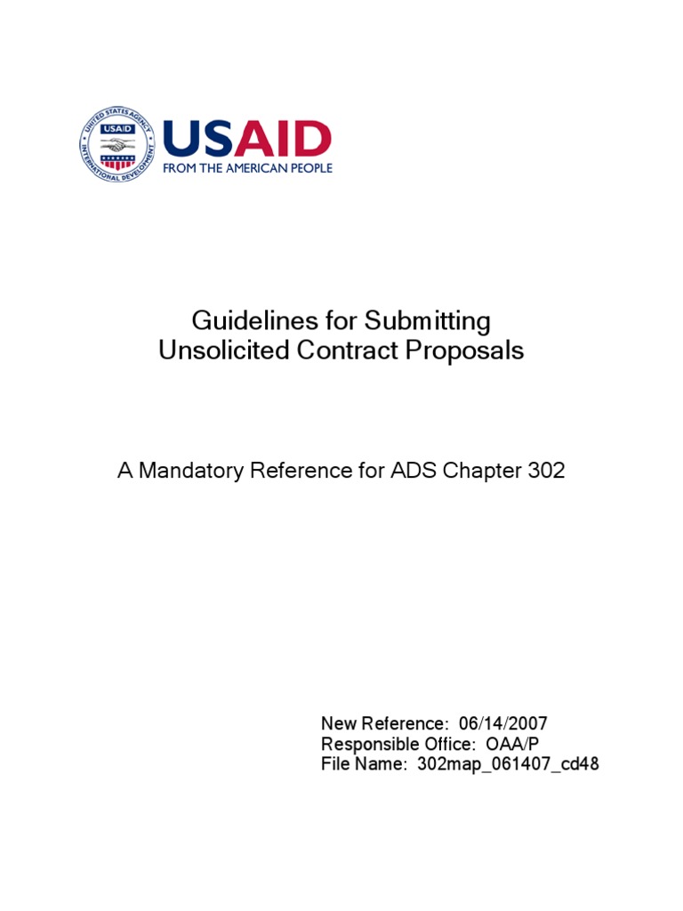 Guidelines For Submitting Unsolicited Contract Proposals: A Mandatory ...
