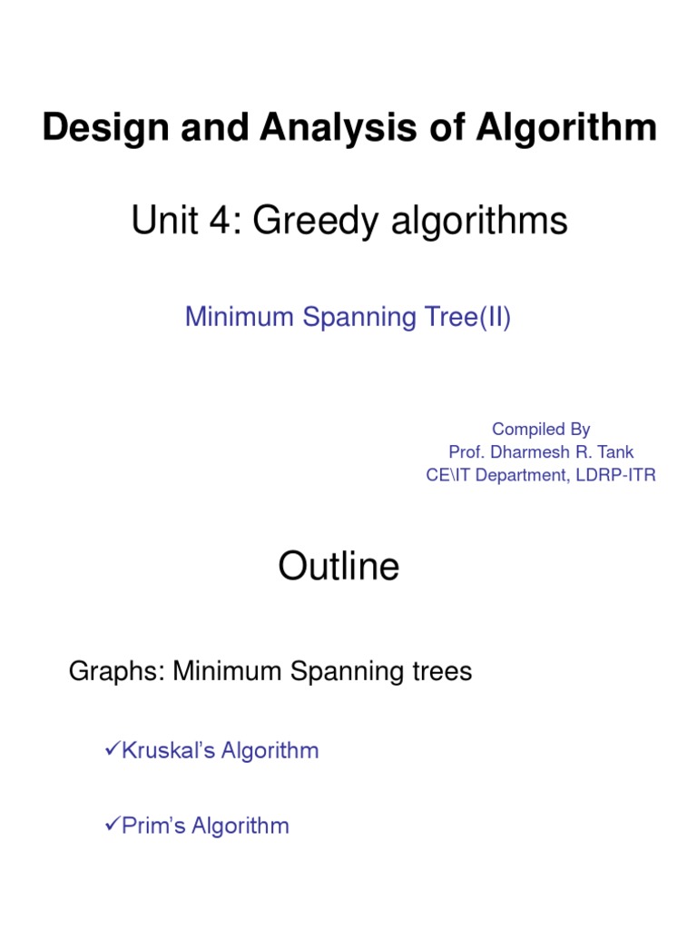 Unit 4.3 Greedy Algorithm Prim's Algo | PDF | Applied Mathematics ... Unit 4.3 Greedy Algorithm Prim's Algo | PDF | Applied Mathematics ...