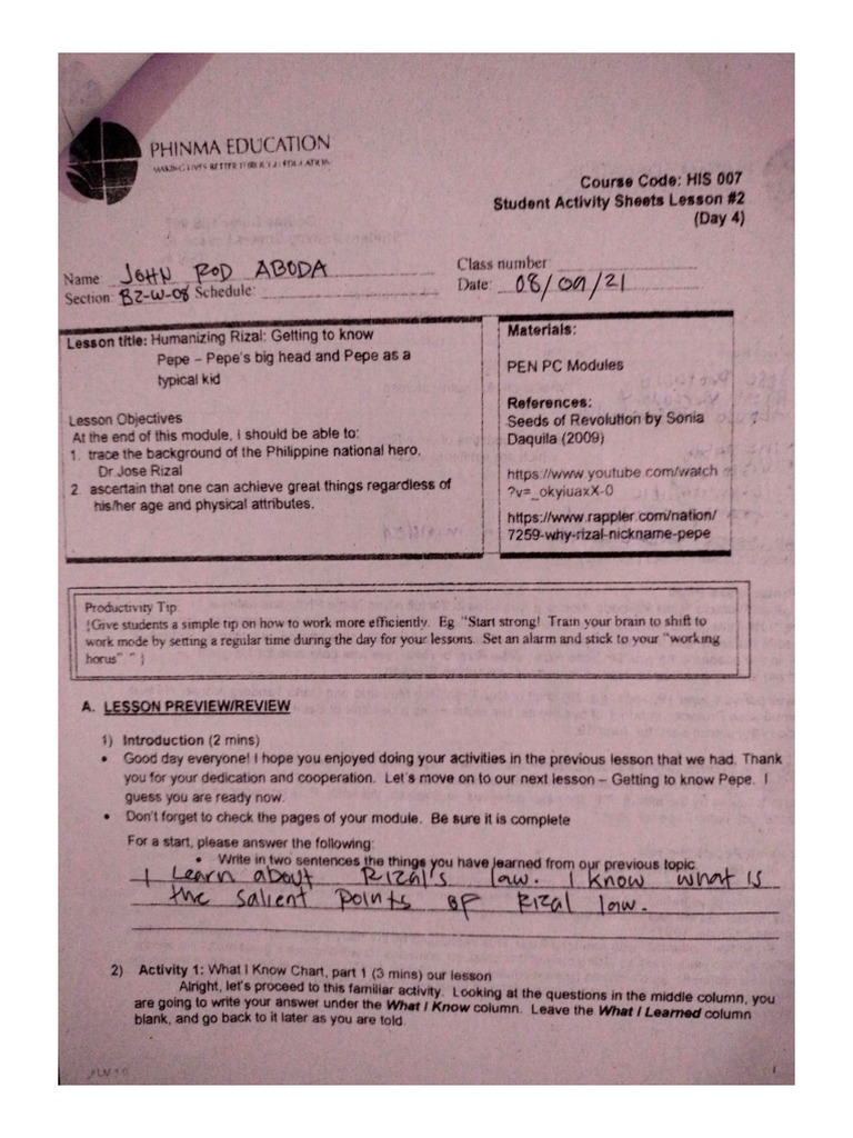 Lesson 4 His007 | PDF