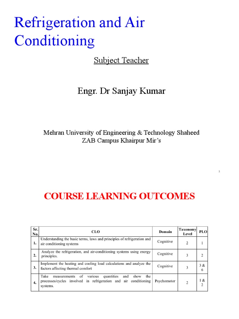 Refrigeration and Air Conditioning Course Overview | PDF ...