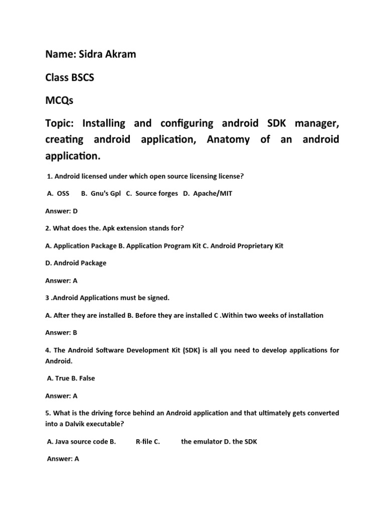 An Overview of Installing and Configuring the Android SDK Manager, Creating Android Applications ...