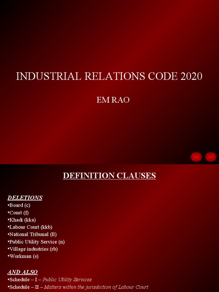 Industrial Relations Code 2020 | PDF | Employment | Trade Union