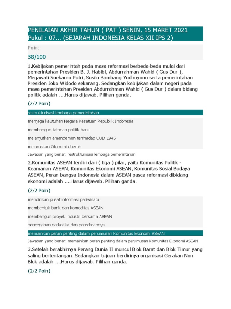 Ulangan Sejarah Indonesia Pat | PDF
