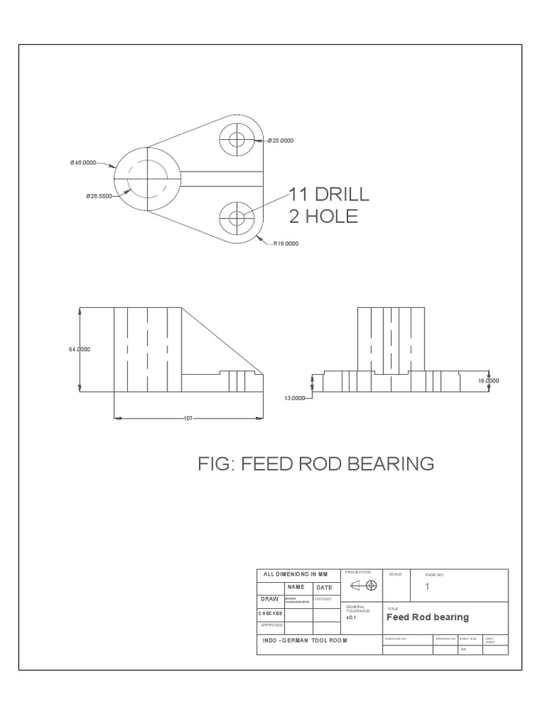 11 Drill 2 Hole: Feed Rod Bearing | PDF