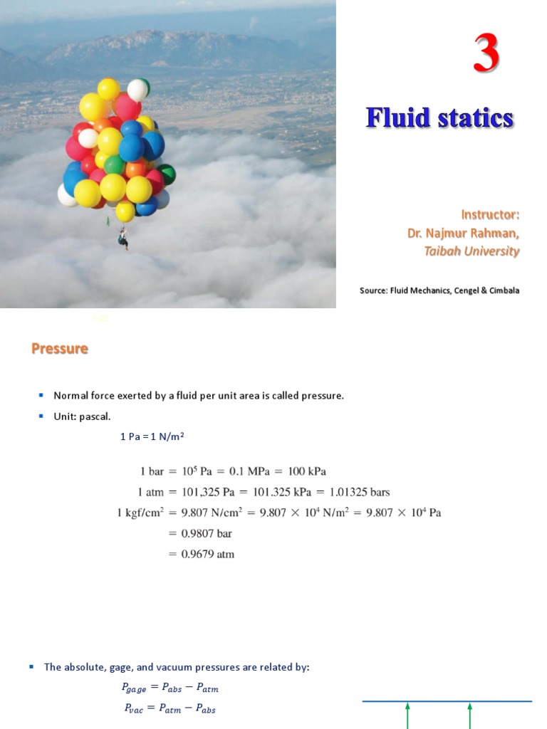 FM 3 Fluid Statics Complete | PDF | Buoyancy | Pressure