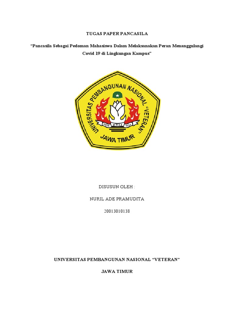 TUGAS PAPER PANCASILA Penanggulangan Covid 19 Di Kampus Berdasar ...