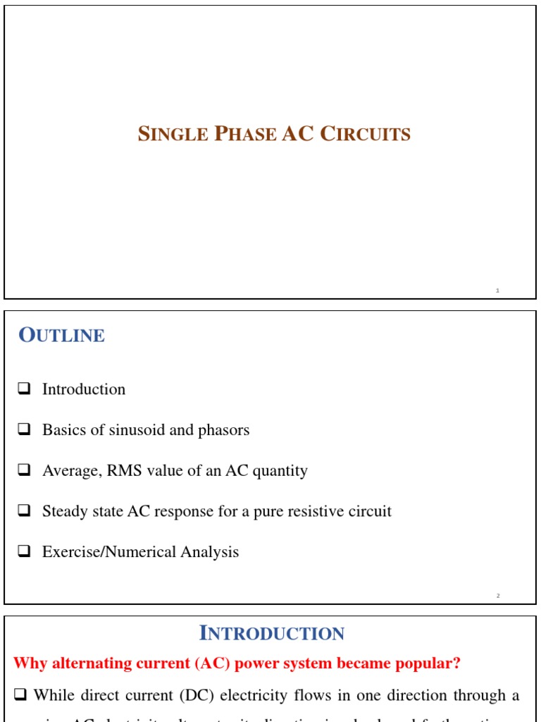 Single Phase AC Circuit Fundamentals | PDF | Phase (Waves ...