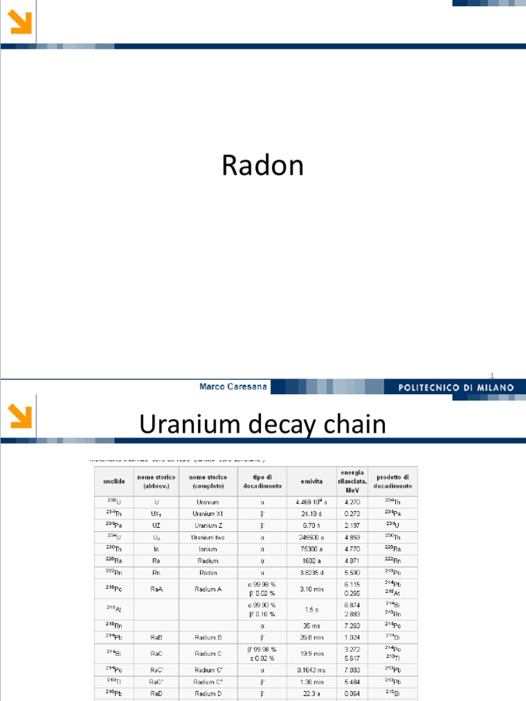 1 Radon | PDF | Radioactive Decay | Physical Sciences