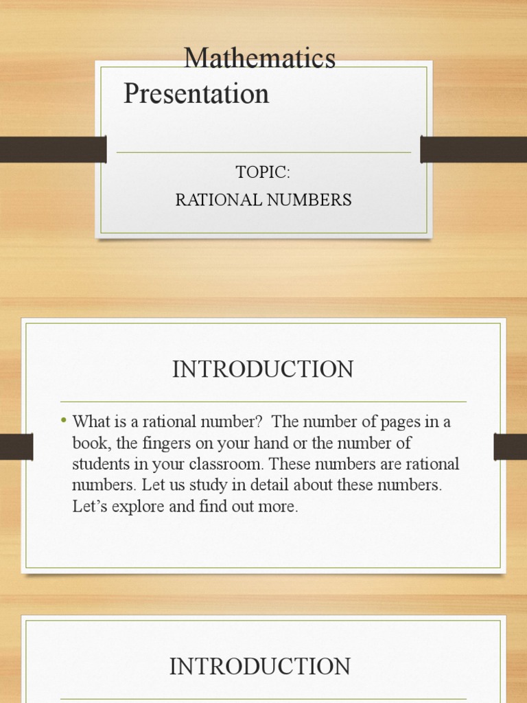 Mathematics Presentation: Topic: Rational Numbers | PDF