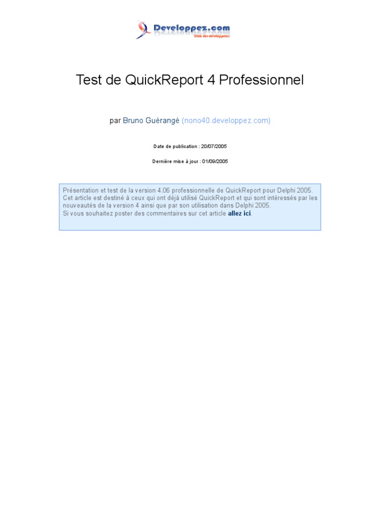 Quickreport 4 | PDF | XML | Html