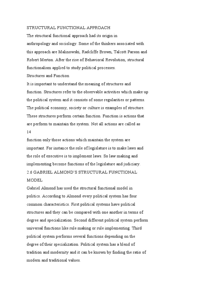 Structural Functional Approach | PDF | Political Science | System