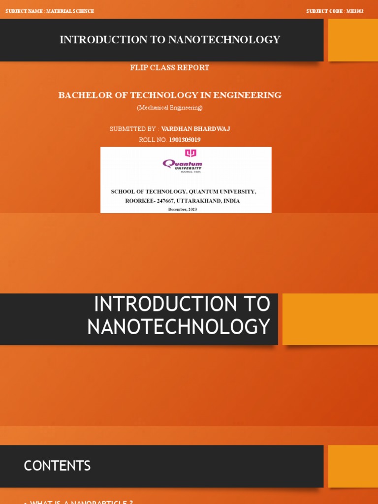 Introduction To Nanotechnology | PDF | Nanotechnology | Nanomaterials
