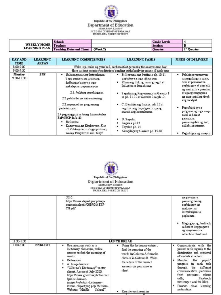 Week 2 Grade 4 WHLP | PDF
