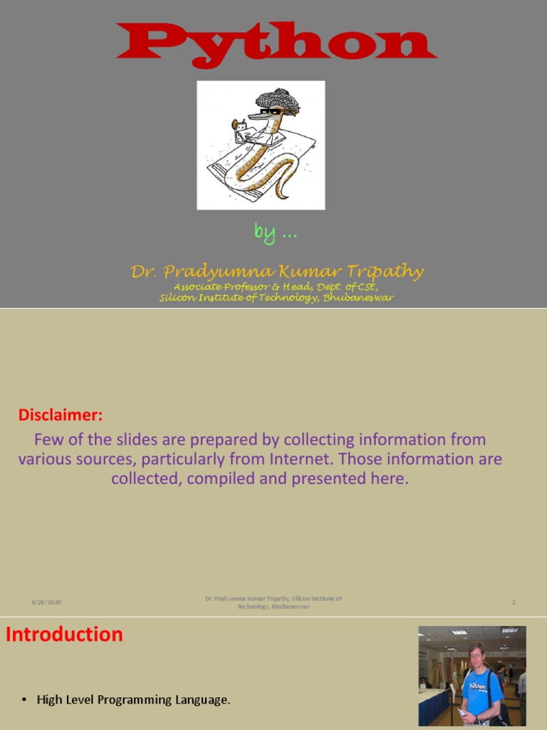 Introduction To Python Slides Pdf Control Flow Python Programming Language 7656