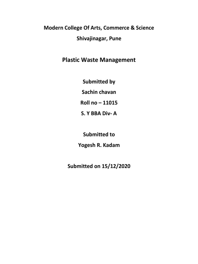 EVS Report | PDF | Plastic | Waste