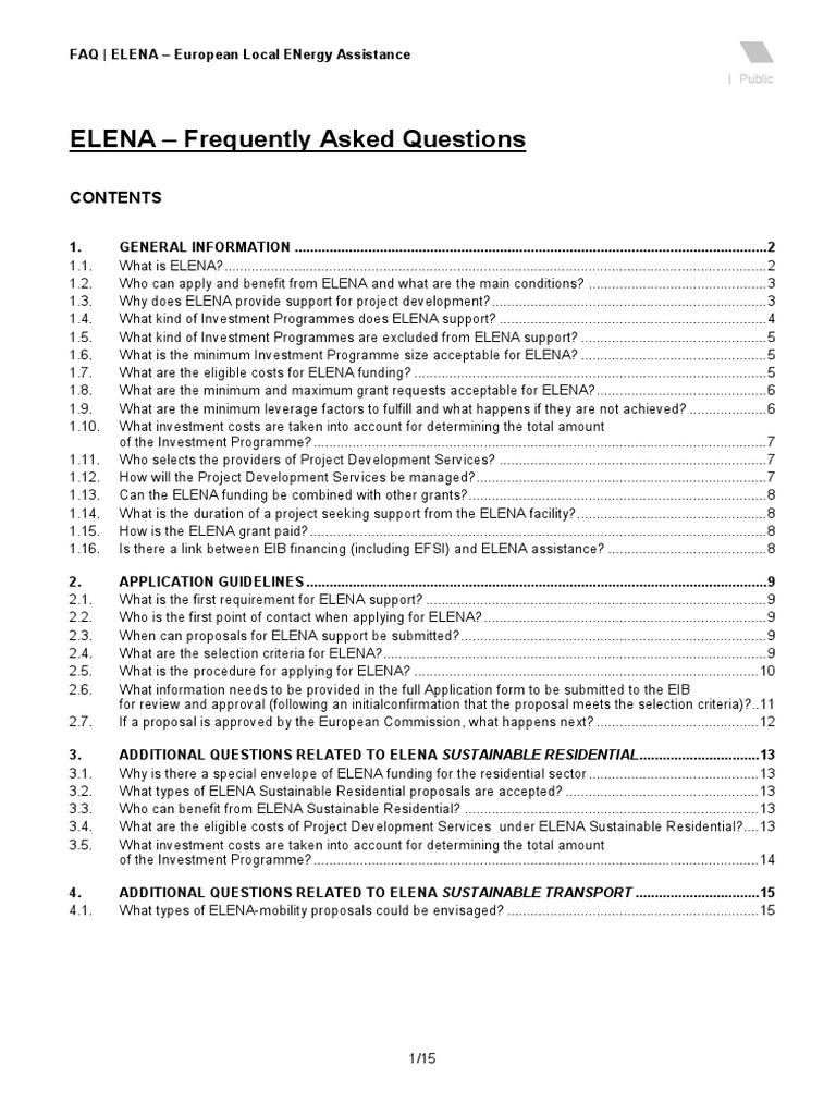 ELENA - Frequently Asked Questions | PDF | Efficient Energy Use | Solar ...