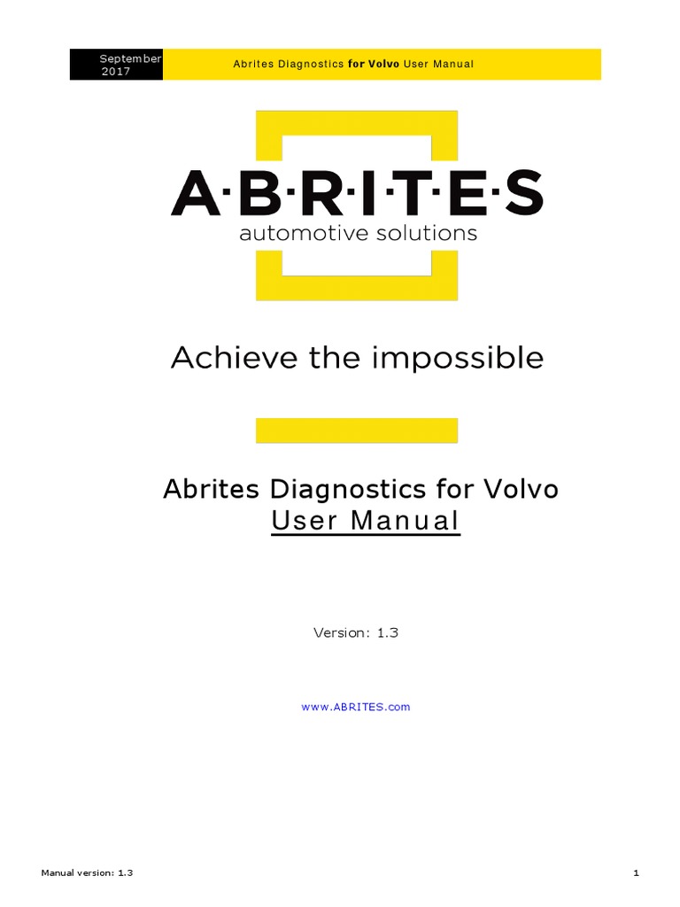 Abrites Diagnostics For Volvo User Manual: September 2017 | PDF ...