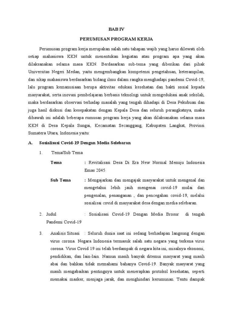 Bab Iv Rumusan Program Kerja | PDF