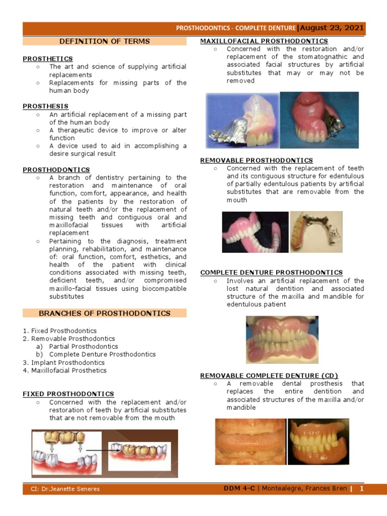 An Overview of Complete Dentures: Types, Parts, Principles and ...