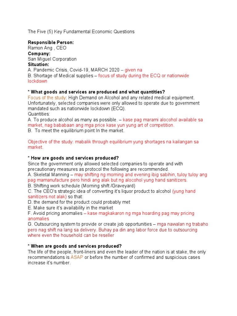 Five Key Economic Questions Explained | PDF | Economic Equilibrium ...