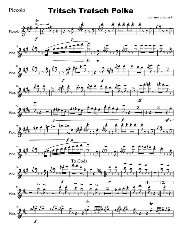 Piccolo Tritsch Tratsch Polka | PDF