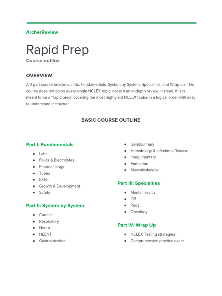 Archer NCLEX-RN Rapid Prep Course | PDF | Medicine | Human Diseases And ...