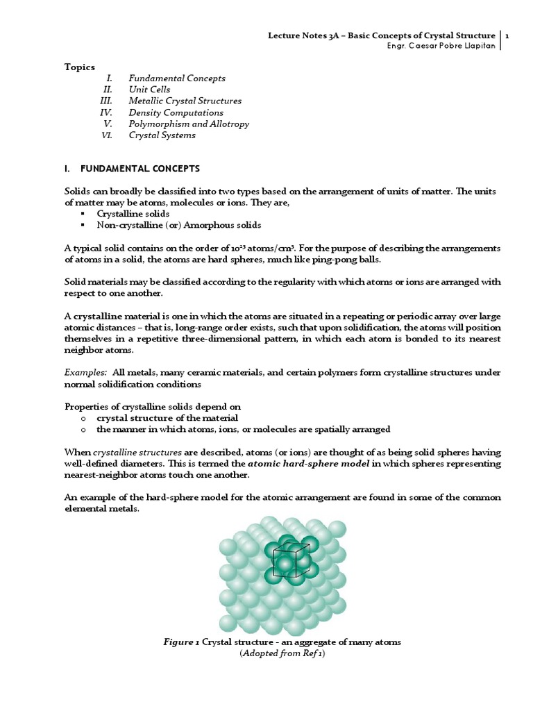 Lecture Notes 3A - Basic Concepts of Crystal Structure 2019 | PDF ...