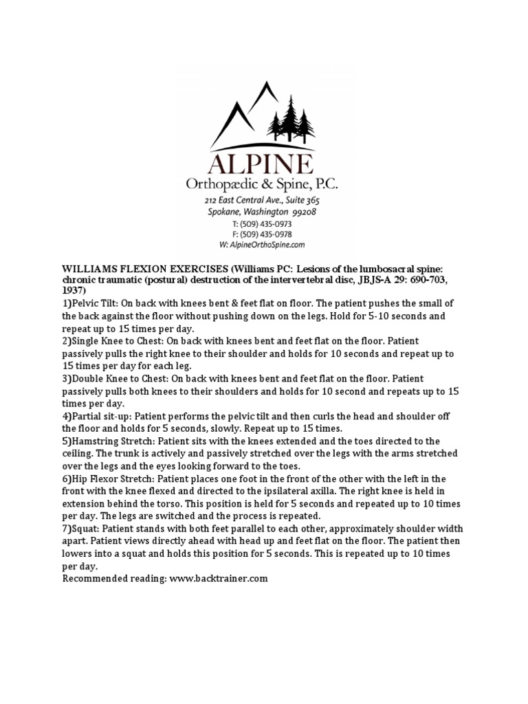 Williams Flexion Exercises | PDF