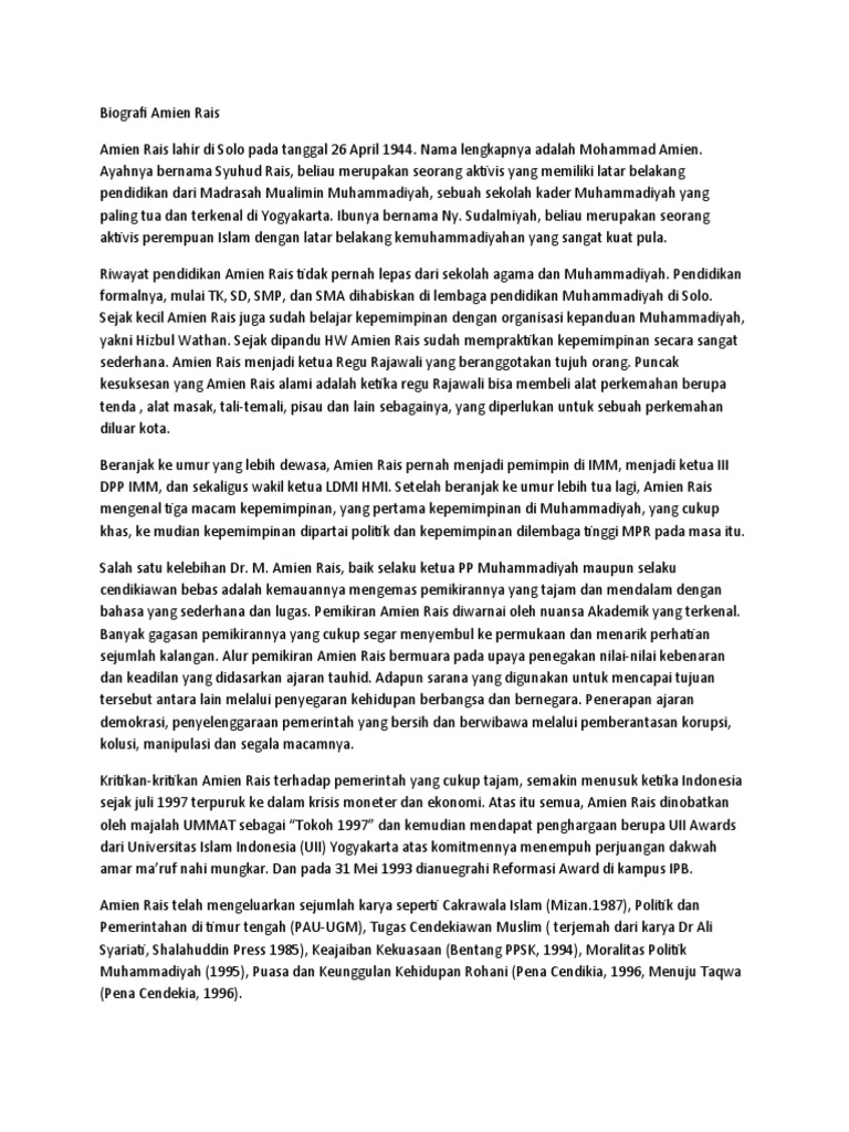 Biografi Amien Rais | PDF