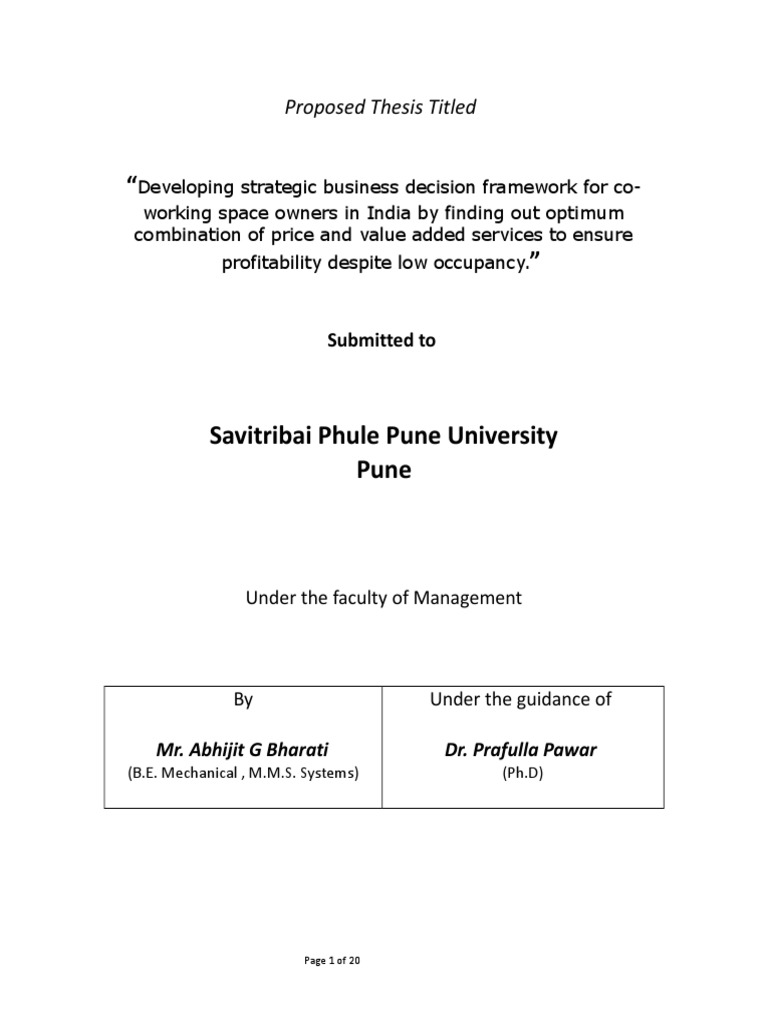 Savitribai Phule Pune University Pune: Proposed Thesis Titled | PDF ...