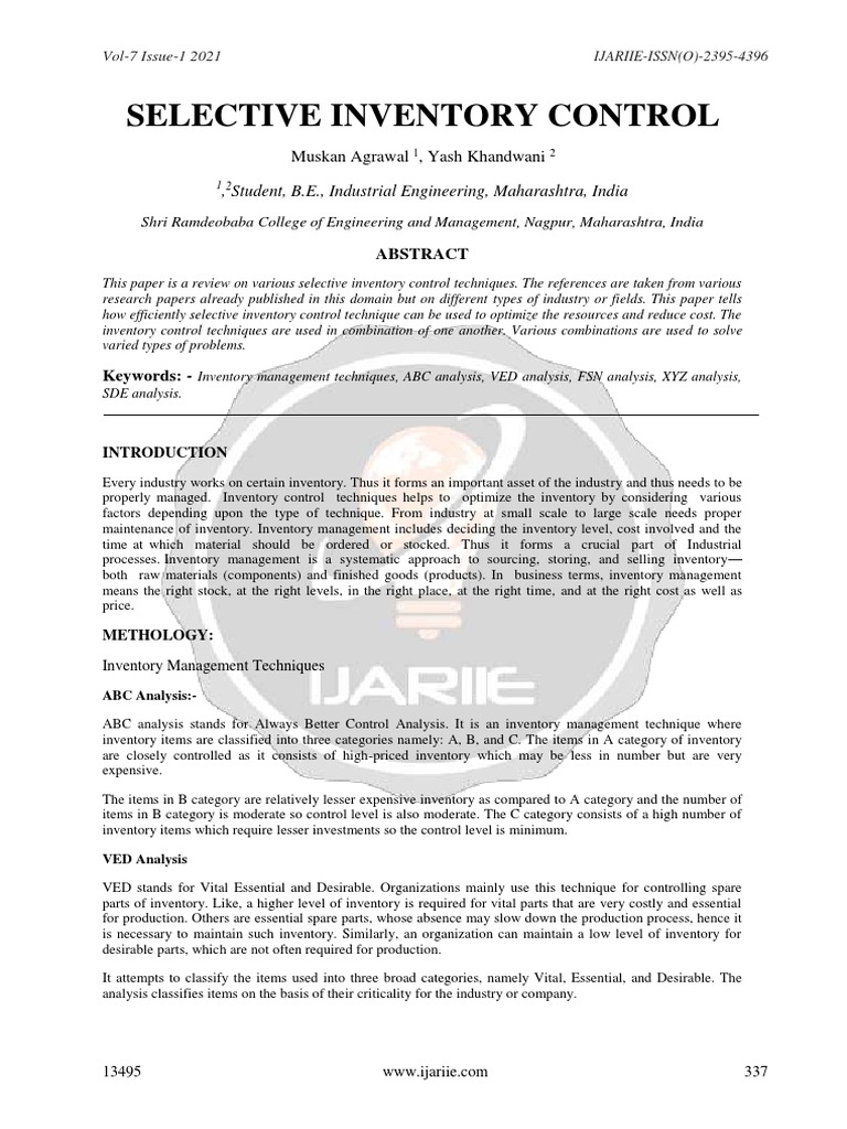 Selective Inventory Control Techniques | PDF | Inventory | Forecasting