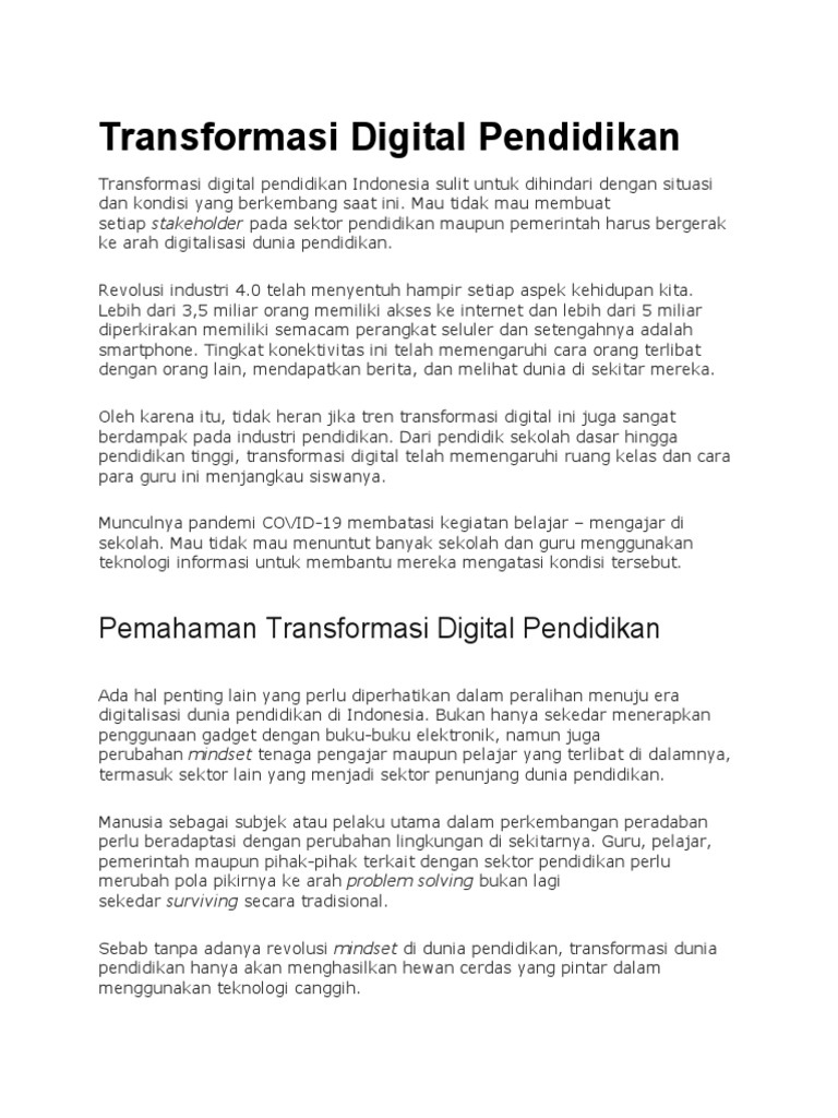Transformasi Digital Pendidikan | PDF