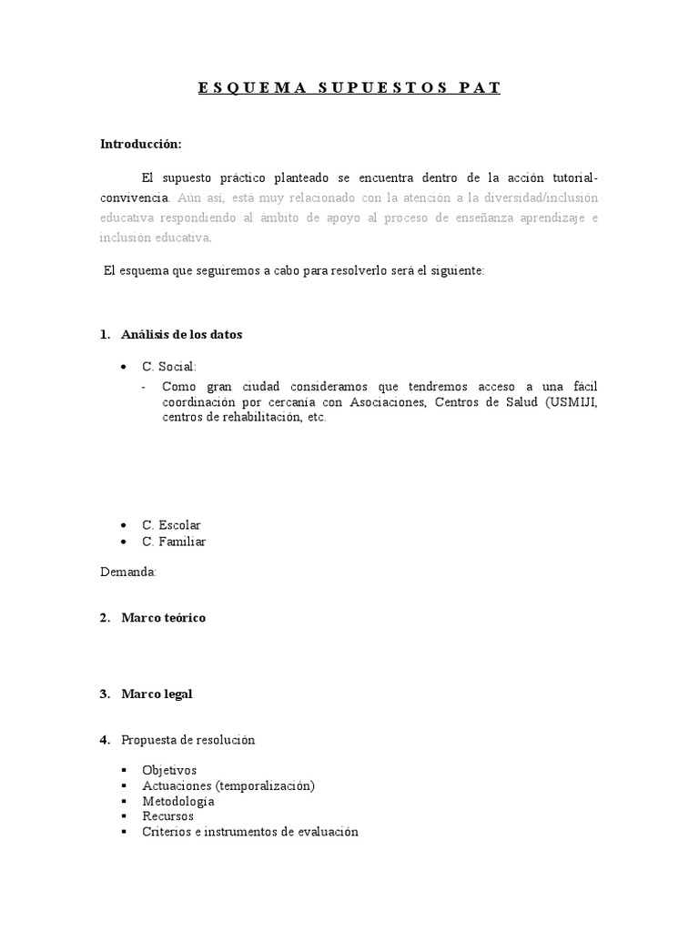 Esquema de Supuestos en Inclusión Educativa | PDF