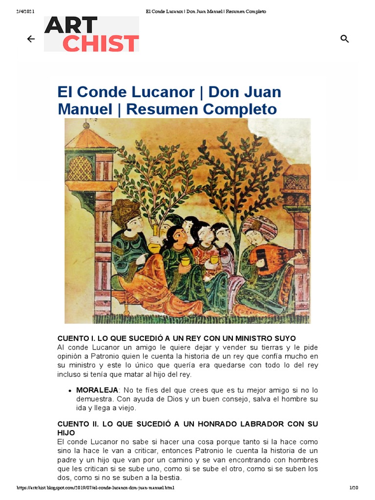 El Conde Lucanor - Don Juan Manuel - Resumen Completo | PDF