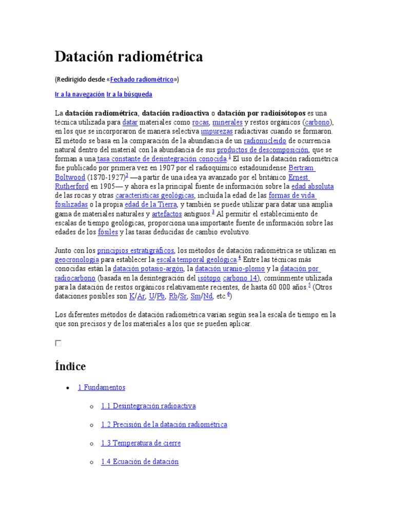 Datación Radiométrica | PDF | Desintegración radioactiva | Química
