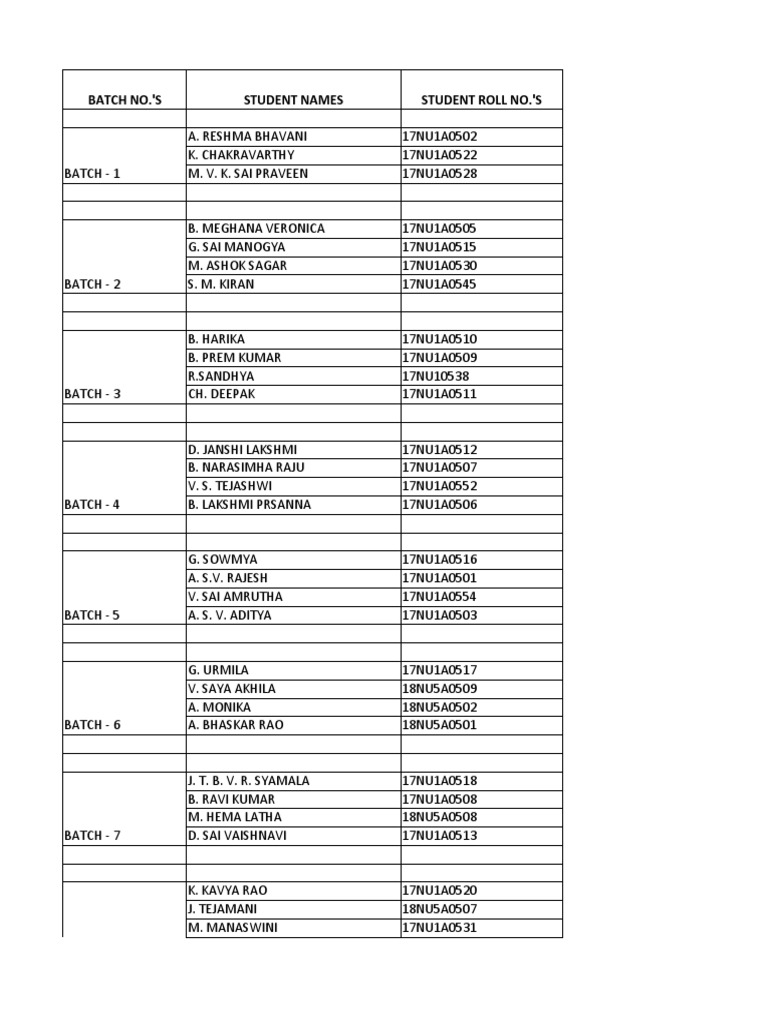 Student Details with Batches and Project Allocations | PDF | Machine ...