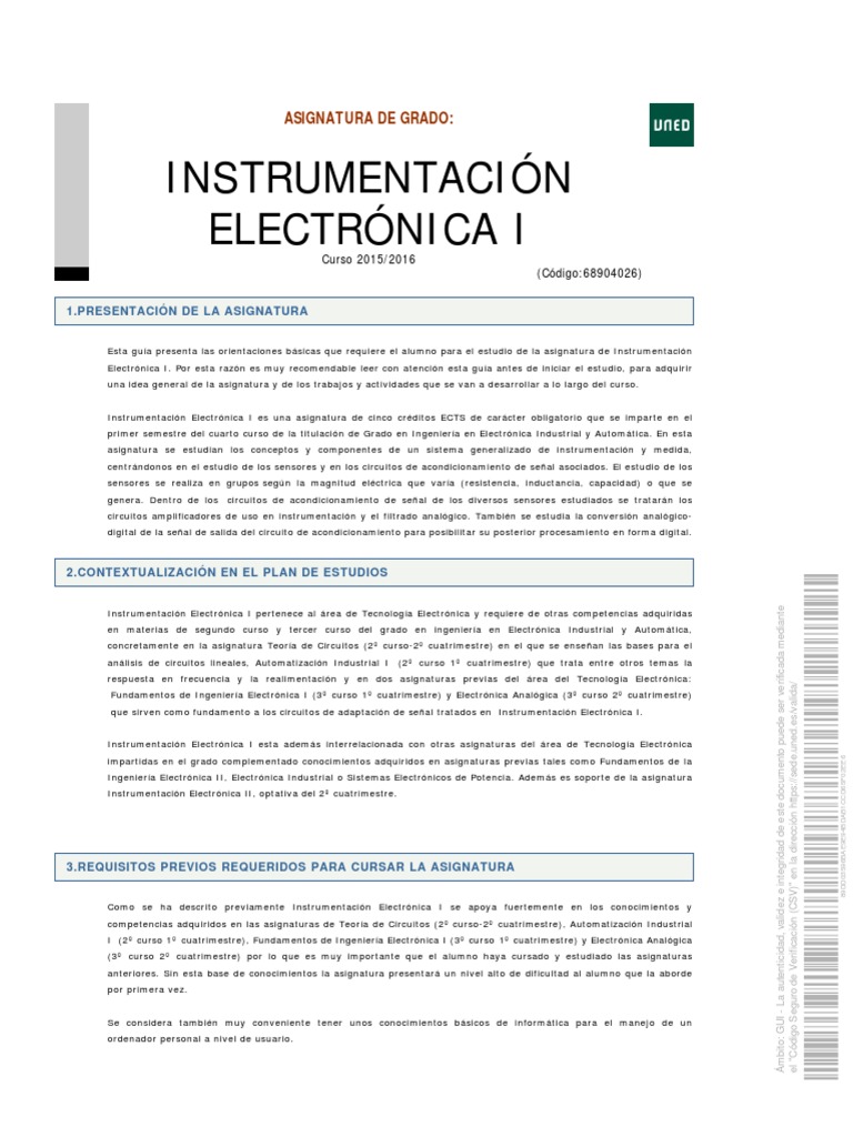 Guía de Instrumentación Electrónica I | PDF | Electrónica | Sensor
