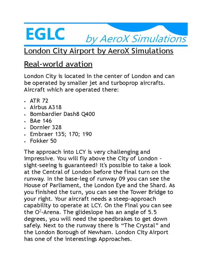 London City Airport by Aerox Simulations Real-World Avation | PDF | Aviation | Aircraft