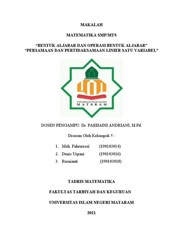 K 5 MTK - SMP Al Jabar | PDF