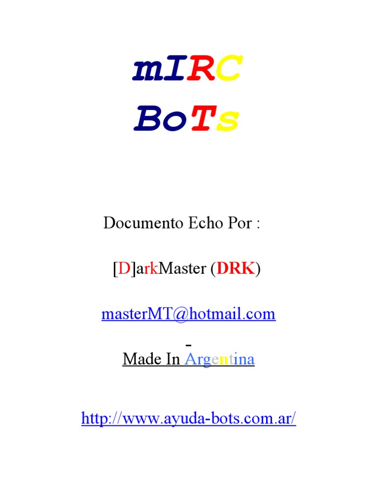 Manual de Bots IRC mIRC | PDF | Internet Bot | Software de red basado en protocolo de Internet