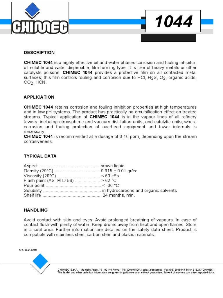 Technical - Data - Sheet - Chemical - CH 1044 ING | PDF