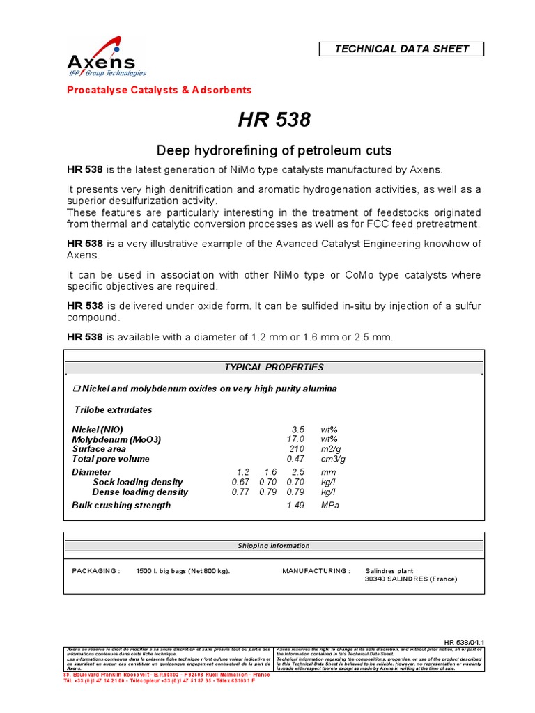 Technical - Data - Sheet - Catalyst - HR 538 | PDF | Catalysis ...