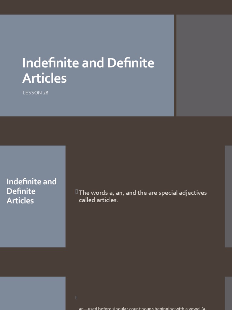 LESSON 28 Indefinite and Definite Articles | PDF | Grammatical Number ...