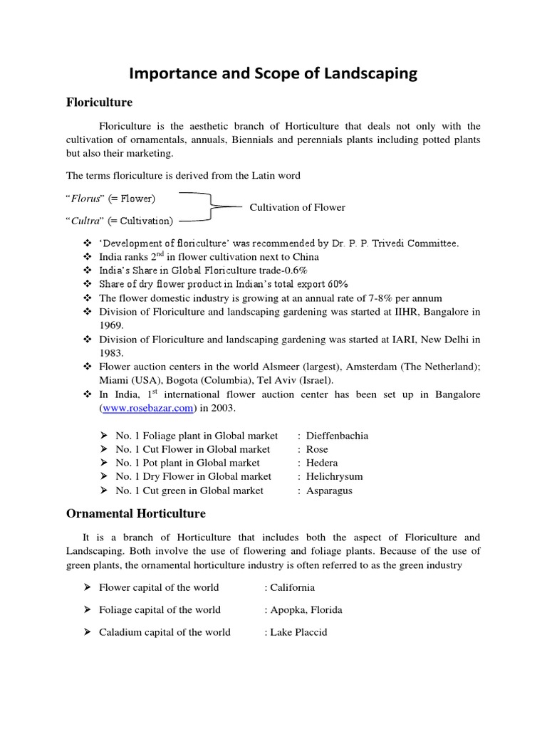 Importance and Scope of Landscaping | PDF | Botany | Horticulture And ...