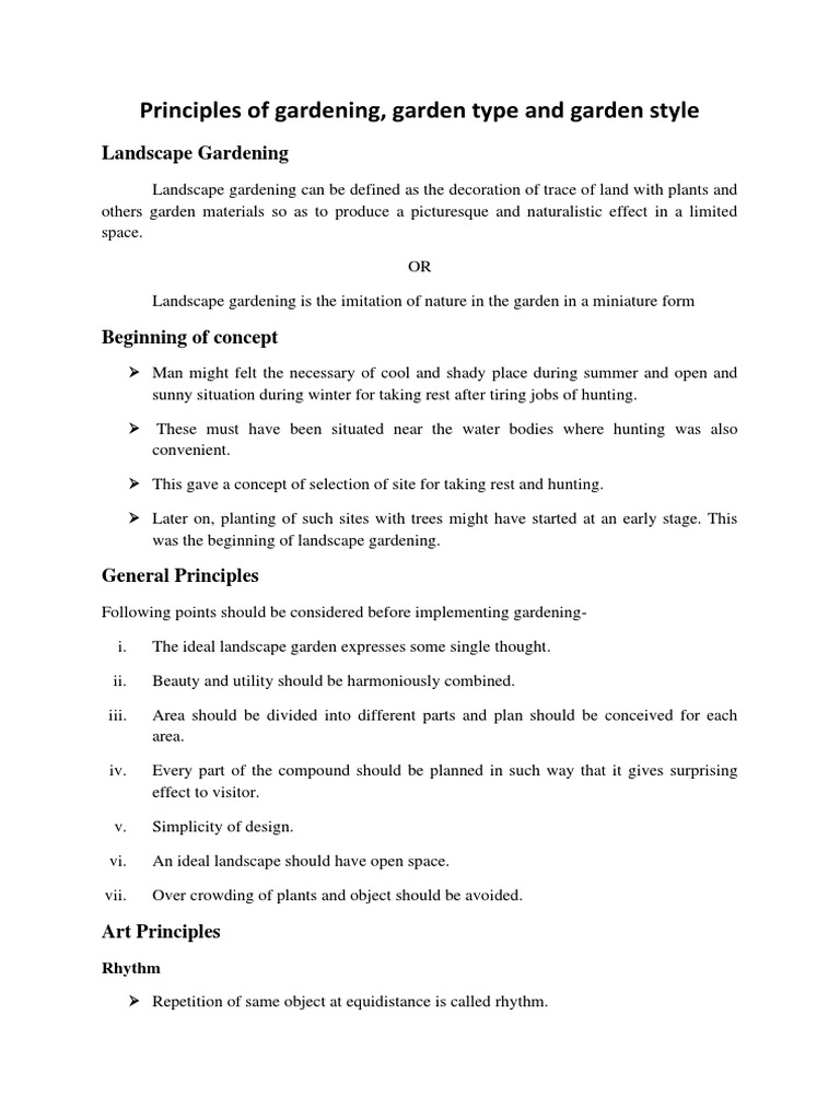 L-2 - Principles of Gardening, Garden Style and Type | PDF | Gardens ...